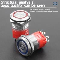 China 19MM Metal Push Button Switch With LED 2NO2NC Momentary Latching IP67 Stainless Steel 8 Pins Flat Head for sale