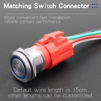 China 19MM Metal Push Button Switch With LED 2NO2NC Momentary Latching IP67 Stainless Steel 8 Pins Flat Head for sale
