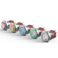 China 19MM Metal Push Button Switch With LED 2NO2NC Momentary Latching IP67 Stainless Steel 8 Pins Flat Head for sale