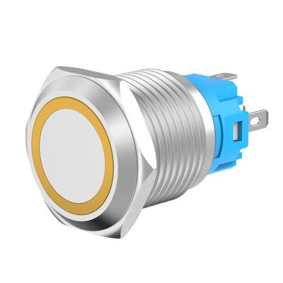 China 19mm Metal Push Button Switch 1NO1NC Waterproof High/Flat Head Ring-LED Momentary Latching Button Switch 6V 12V 220V for sale