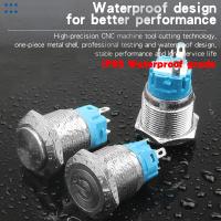 China 19mm Metal Push Button Switch 1NO1NC Waterproof High/Flat Head Ring-LED Momentary Latching Button Switch 6V 12V 220V for sale