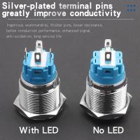 China 19mm Metal Push Button Switch 1NO1NC Waterproof High/Flat Head Ring-LED Momentary Latching Button Switch 6V 12V 220V for sale
