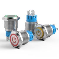 China 19mm Metal Push Button Switch 1NO1NC Waterproof High/Flat Head Ring-LED Momentary Latching Button Switch 6V 12V 220V for sale