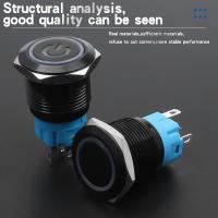 China 19mm Metal Push Button Switch 1NO1NC Oxidized Black Shell Waterproof Momentary Latching Button Switch High/Flat Head Ring-LED for sale