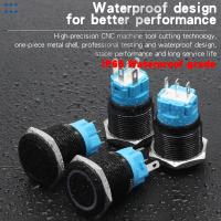 China 19mm Metal Push Button Switch 1NO1NC Oxidized Black Shell Waterproof Momentary Latching Button Switch High/Flat Head Ring-LED for sale