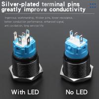 China 19mm Metal Push Button Switch 1NO1NC Oxidized Black Shell Waterproof Momentary Latching Button Switch High/Flat Head Ring-LED for sale