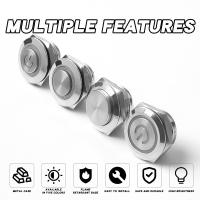 China 19mm IP65 Waterproof Metal Button Switch Self-Resetting 1NO Flat Head/High Head Push Button Switches for sale