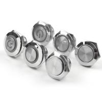 China 19mm IP65 Waterproof Metal Button Switch Self-Resetting 1NO Flat Head/High Head Push Button Switches for sale