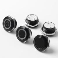 China High Quality 19MM Oxidized Black  Metal Push Button Switch Self-Return 1NO with LED Momentary Reset for sale