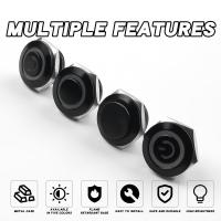 China High Quality 19MM Oxidized Black  Metal Push Button Switch Self-Return 1NO with LED Momentary Reset for sale