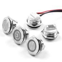 China 19mm Push Button Switch Short Metal Thin Metal CE IP65 1NO With Wire Flat/High Head Momentary for sale