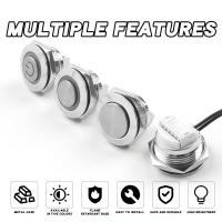 China 19mm Push Button Switch Short Metal Thin Metal CE IP65 1NO With Wire Flat/High Head Momentary for sale