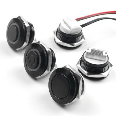 China Push Button Switch Ultra Short Waterproof Self-Reset Momentary 19mm Oxidation Black IP65 for sale