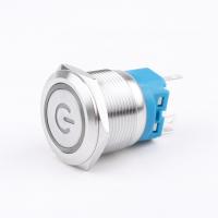 China 12v24v220v Momentary Waterproof  Stainless Steel Power LED22mm Momentary Push Button for sale