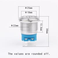 China 12v24v220v Momentary Waterproof  Stainless Steel Power LED22mm Momentary Push Button for sale