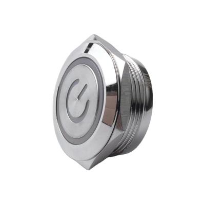 China Industrial 12 Volt Momentary Power Switch 22mm Illuminated Metal Push Button 1NO Ring 4 Terminal IP67 CE for Max Voltage for sale