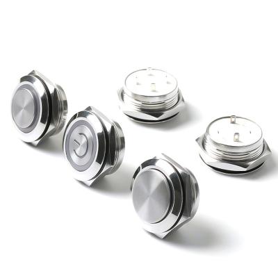 China 22mm ultra short metal button with light ultra-thin micro momentary led  metal push button switch for sale
