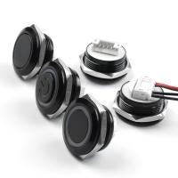 China 22mm Oxidation Black Flat/high Head Self-reset Metal Push Button Switch with Lamp with Wire for sale