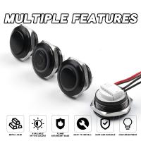 China 22mm Oxidation Black Flat/high Head Self-reset Metal Push Button Switch with Lamp with Wire for sale