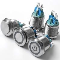 China 22mm IP66 Waterproof 4A Welding Foot Push Button Switch 12V/24V/220V Self-Locking Self-Reset 1NO1NC LED Silver Contact for sale