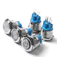 China 22mm Self-Reset Self-Locking Metal Button Switch with Light 6/4-Pin Key Switch for 12V/24V/220V IP65 Level for sale