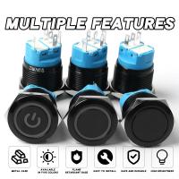 China 22mm Oxidized Black Metal Push Button Switch Waterproof Power Button LED Light  Button Switch 3v 6v 12v 24v 220v for sale