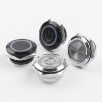 China IP67 Waterproof 22mm Ultra Thin Metal Push Button Switch with RGB LED, Self-Resetting, Black Shell Normally Open Momentary for sale