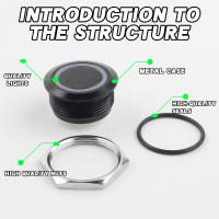 China IP67 Waterproof 22mm Ultra Thin Metal Push Button Switch with RGB LED, Self-Resetting, Black Shell Normally Open Momentary for sale