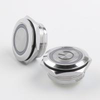 China IP67 Waterproof 22mm Ultra Thin Metal Push Button Switch with RGB LED, Self-Resetting, Black Shell Normally Open Momentary for sale