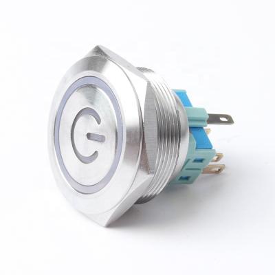 China 30mm Stainless Steel 6-Pin Waterproof Momentary Illuminated Push Button Switch 220V IP65 250V Max. Electronic 1NO1NC for sale
