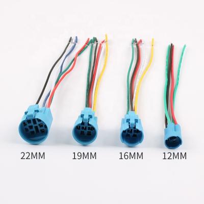 China 16mm 19mm 22mm 25mm PC Button Switch Special Connector Socket Shell with Wire Terminal 5 Pin IP65 Copper Contact for sale