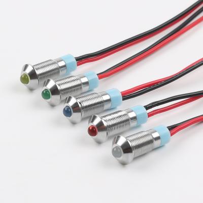 China HongYe HY-6MM-DDZ High Brightness 6MM LED Metal Indicator Light IP65 Waterproof Industrial Use Signal Panel Lamp 6V 12V 220V for sale