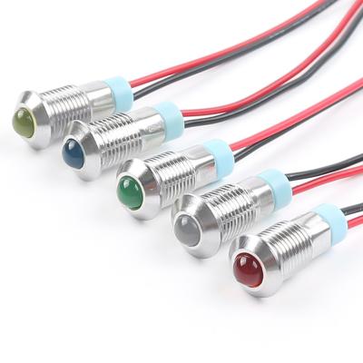 China Mini 8mm Metal LED Indicator Light Spherical IP65 Waterproof 50000 Hours Lifespan Multi-color 12-24V Workshop Industrial for sale