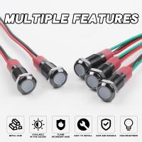 China 8mm Dual Color Red/Green LED Indicator Light 5V/12V AC/DC Waterproof Signal Light with Black Housing and Tail Wire Leads for sale