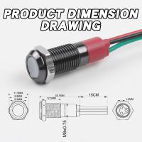 China 8mm Dual Color Red/Green LED Indicator Light 5V/12V AC/DC Waterproof Signal Light with Black Housing and Tail Wire Leads for sale