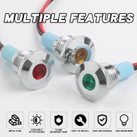 China High Brightness 10mm Metal Power Indicator Light LED Display 15cm Wire Multi-Color (Red/Green/Yellow/Blue/White) IP65 Rated for sale