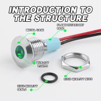 China High Brightness 10mm Metal Power Indicator Light LED Display 15cm Wire Multi-Color (Red/Green/Yellow/Blue/White) IP65 Rated for sale