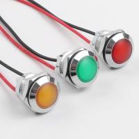 China IP66 12mm Metal Power LED Indicator Light 150mm Industrial Control Red Green Yellow Blue White 6V 24V 220V 50000 Hours Lifespan for sale