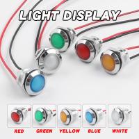 China IP66 12mm Metal Power LED Indicator Light 150mm Industrial Control Red Green Yellow Blue White 6V 24V 220V 50000 Hours Lifespan for sale