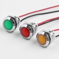 China IP66 12mm Metal Power LED Indicator Light 150mm Industrial Control Red Green Yellow Blue White 6V 24V 220V 50000 Hours Lifespan for sale