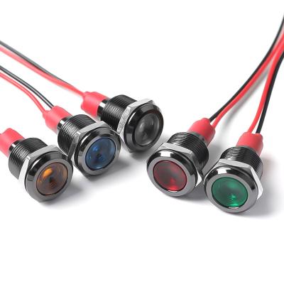 China Versatile 12mm Black Metal LED Indicator Lights Oxidized and Durable Compatible with 3V 6V 12V 24V 110V 220V for sale