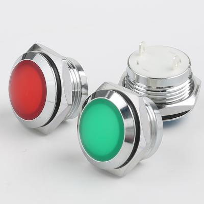 China 16MM Soft Light LED Power Indicator Light IP66 Rated Red/Green/Yellow/Blue/White 24V Nickel-plated Brass Shell for Control Panel for sale