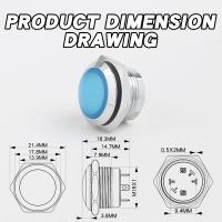 China 16MM Soft Light LED Power Indicator Light IP66 Rated Red/Green/Yellow/Blue/White 24V Nickel-plated Brass Shell for Control Panel for sale
