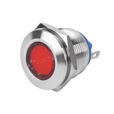 China 19mm 6V-220V Stainless Steel Flat Head Signal Lamp LED Indicator Lights Green Blue White Yellow IP65 IK08 Industrial Control for sale