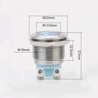 China 19mm 6V-220V Stainless Steel Flat Head Signal Lamp LED Indicator Lights Green Blue White Yellow IP65 IK08 Industrial Control for sale