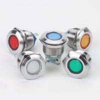 China 19mm 6V-220V Stainless Steel Flat Head Signal Lamp LED Indicator Lights Green Blue White Yellow IP65 IK08 Industrial Control for sale