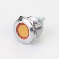 China 19mm 6V-220V Stainless Steel Flat Head Signal Lamp LED Indicator Lights Green Blue White Yellow IP65 IK08 Industrial Control for sale