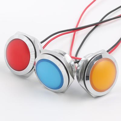 China 22mm IP66 Waterproof Metal Power Indicator Light Flat Head LED Panel Light 12-24V/220V 50000 Hours Lifespan Multi-Color Options for sale