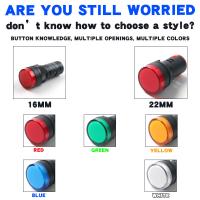 China 12V/24V/220V/280V LED Power Indicator AD16-16DS Universal Plastic Signal Light in Red Green Yellow Blue White Colors for sale