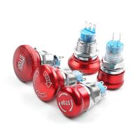 China 16/19/22MM Waterproof Stainless Steel Mushroom Head Switch Explosion-Proof Emergency Stop Power Button IP65 Level 220V Control for sale